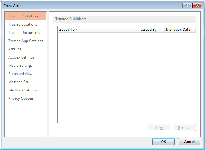 Trust Center Settings in PowerPoint 2013 for Windows Trust Center Settings in PowerPoint 2013 for Windows