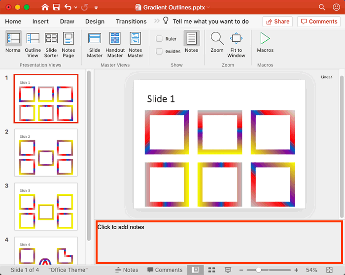 Notes Pane in PowerPoint 365 for Mac