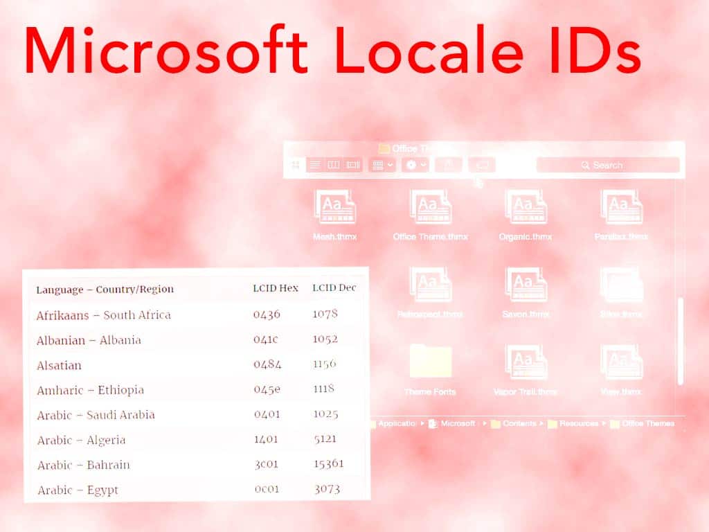 Microsoft Locale IDs