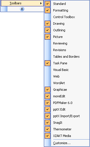 Hide and Show Toolbars in PowerPoint 2003 and 2002 for Windows Hide and Show Toolbars in PowerPoint 2003 and 2002 for Windows