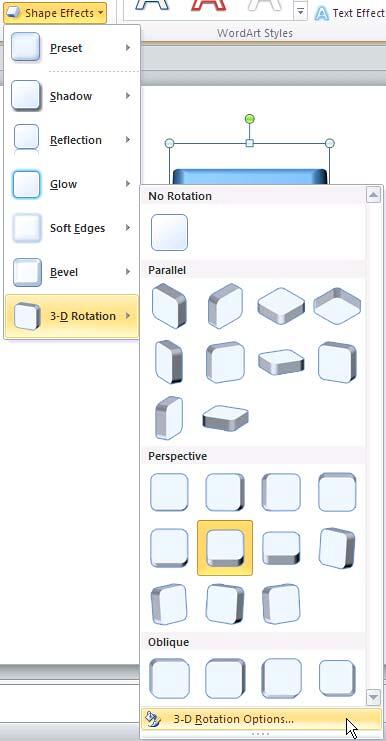 3-D Rotation Options for Shapes in PowerPoint 2010 for Windows