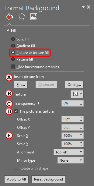 Texture Fills for Slide Backgrounds in PowerPoint 2016 for Windows