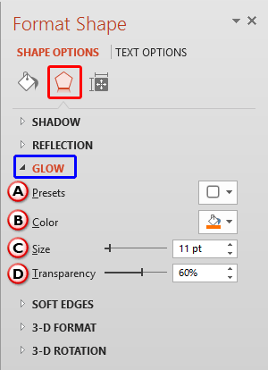 Advanced Glow Options in PowerPoint 2013 for Windows