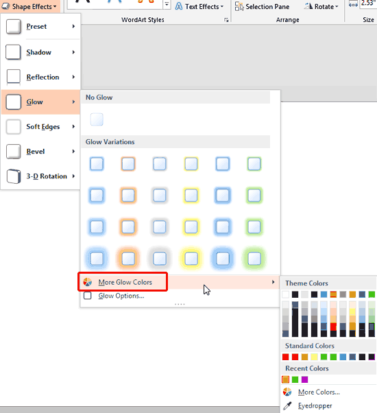 More Glow Colors in PowerPoint 2013 for Windows