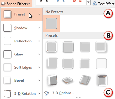 Apply Preset Effects to Shapes in PowerPoint 2013 for Windows