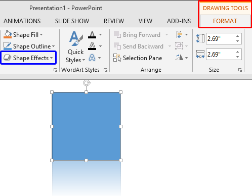 Advanced Reflection Effect Options in PowerPoint 2013 for Windows