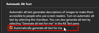 Accessibility Program Options in PowerPoint 365 for Windows