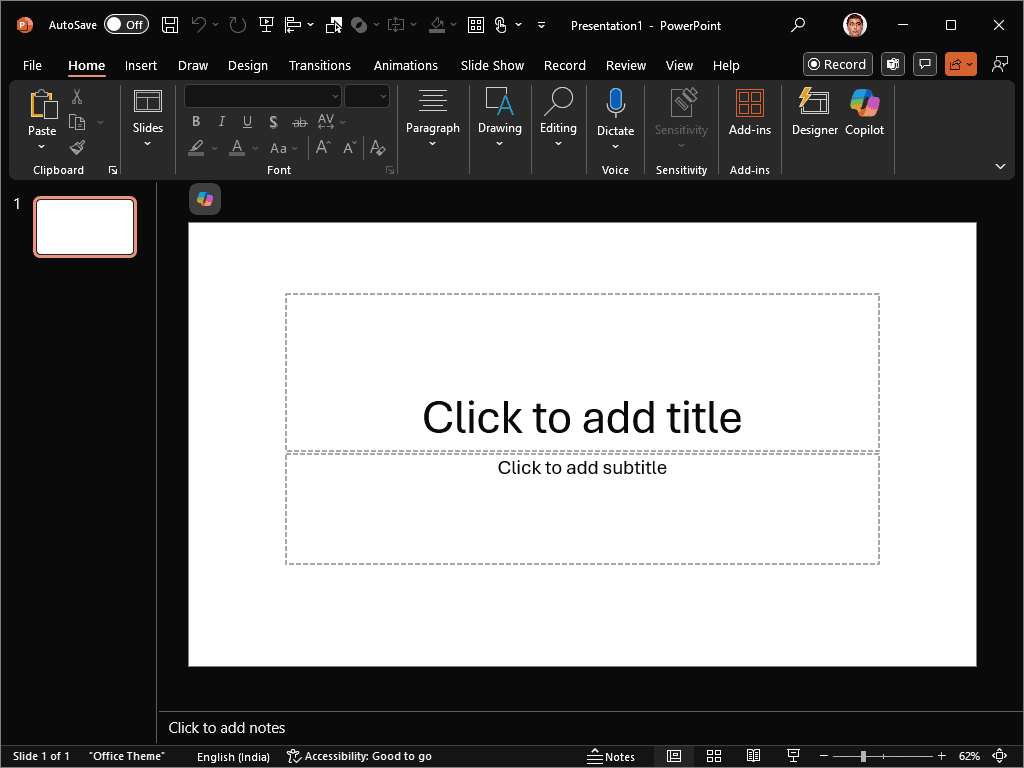 Inserting a New Slide in PowerPoint 365 for Windows