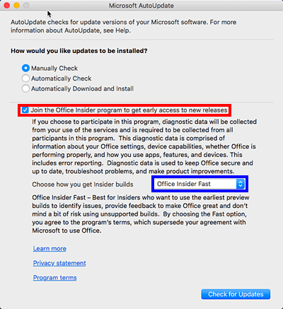 Account Tab of Backstage View in PowerPoint 2016 for Mac