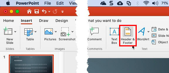 Add Headers and Footers to Slides in PowerPoint 365 for Mac