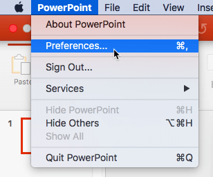 Account Tab of Backstage View in PowerPoint 2016 for Mac