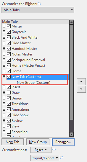 Add and Rename Ribbon Tabs in PowerPoint 365 for Windows