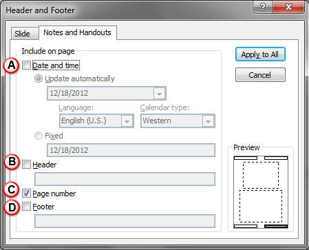 Add Headers and Footers to Notes and Handout Pages in PowerPoint 2010 ...