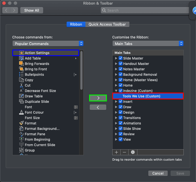 Adding Commands To Custom Groups In Powerpoint 365 For Mac
