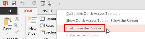 Add and Rename Ribbon Tabs in PowerPoint 2013 for Windows