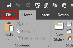 New Tab of Backstage View in PowerPoint 2019 for Windows
