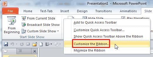 Working with Custom Groups in Ribbon Tabs in PowerPoint 2010 for Windows