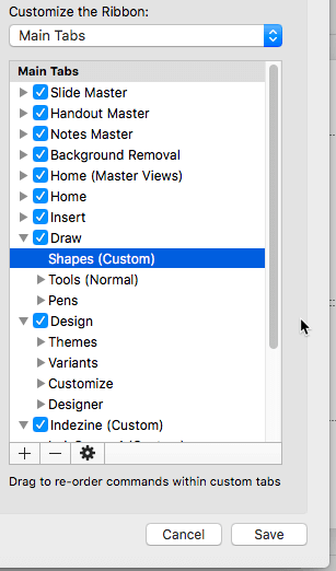 Working with Custom Groups in Ribbon Tabs in PowerPoint 2016 for Mac