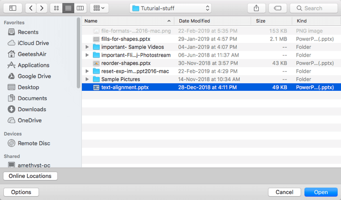 File Types That Can be Opened in PowerPoint 2016 for Mac