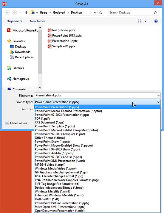 File Formats in PowerPoint 2013 for Windows