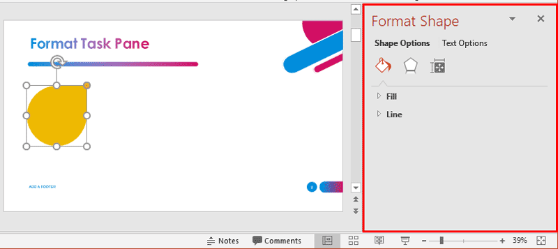 Format Task Panes in PowerPoint 2019 for Windows
