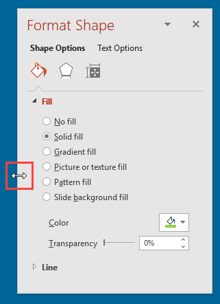Format Task Panes in PowerPoint 365 for Windows