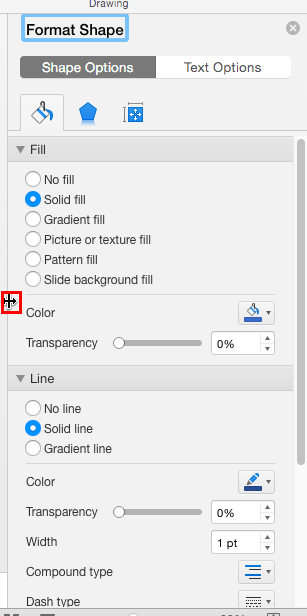 Format Task Panes in PowerPoint 2016 for Mac
