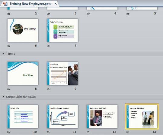 Moving Slides Between Sections in PowerPoint 2010 for Windows