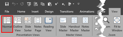 Normal View (Editing View) in PowerPoint 2019 for Windows