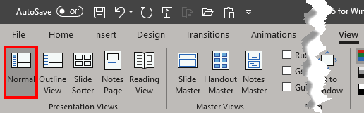 Normal View (Editing View) in PowerPoint 365 for Windows Normal View (Editing View) in PowerPoint 365 for Windows