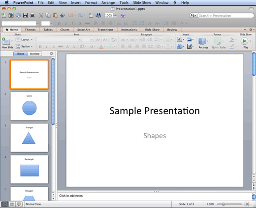 Normal View (Editing View) in PowerPoint 2011 for Mac