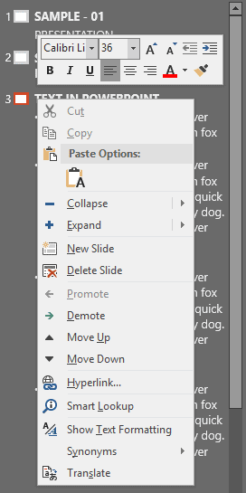 Using Outline View in PowerPoint 2016 for Windows