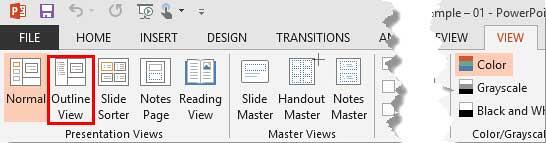 Using Outline View in PowerPoint 2013 for Windows