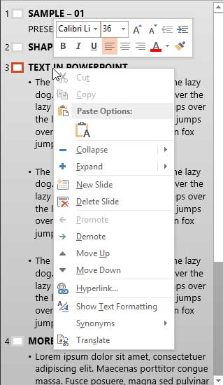 Using Outline View in PowerPoint 2013 for Windows