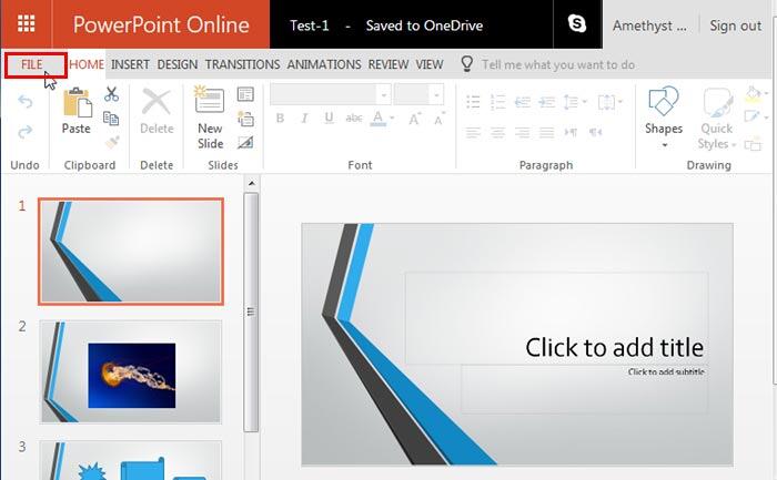 Info Tab of Backstage View in PowerPoint for the Web