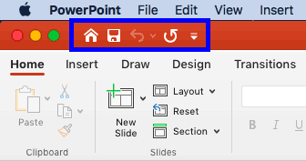 Quick Access Toolbar in PowerPoint 365 for Mac
