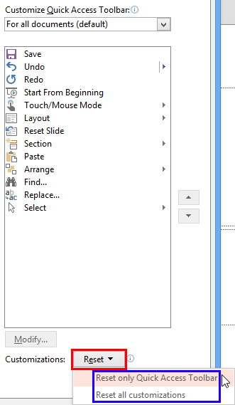 Reset Export And Import Qat Customizations In Powerpoint 2013 For Windows