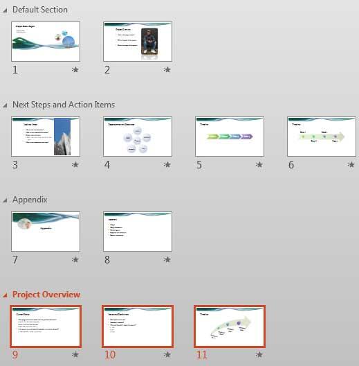 Reordering Sections in PowerPoint 2013 for Windows