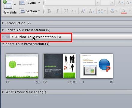 Reordering Sections in PowerPoint 2011 for Mac