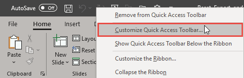 Reset Export And Import Qat Customizations In Powerpoint 365 For Windows