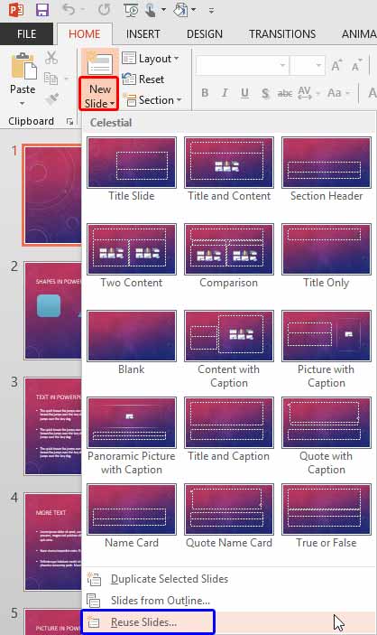 Reuse Slides In Powerpoint 2013 For Windows