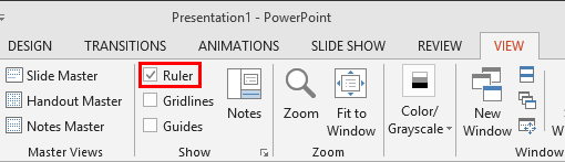 Rulers in PowerPoint 2013 for Windows
