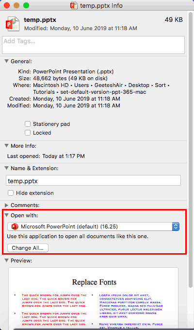 Set as Default Version in PowerPoint 365 for Mac
