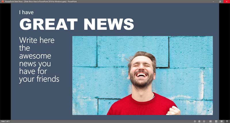 Slide Show View in PowerPoint 2019 for Windows