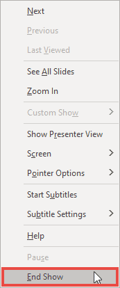 Slide Show View in PowerPoint 365 for Windows