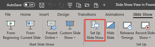 Slide Show View in PowerPoint 365 for Windows