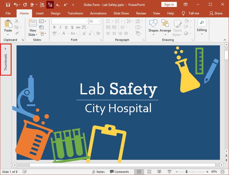 Slides Pane in PowerPoint 2019 for Windows