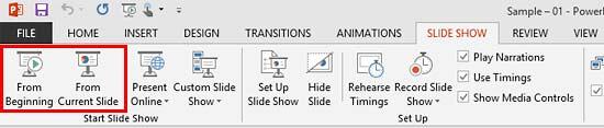 Slide Show View in PowerPoint 2013 for Windows