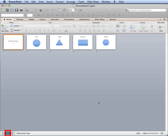 Slide Sorter View in PowerPoint 2011 for Mac