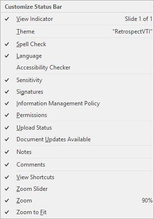 Status Bar in PowerPoint 2019 for Windows